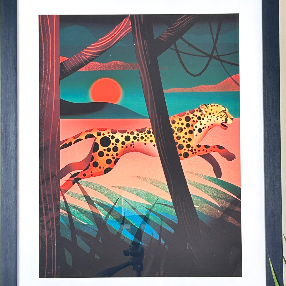 Sunset Cheetah Framed Print – Velvet Fern